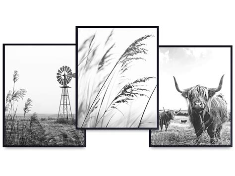 Boho Farmhouse Wall Art Set Barn Wall Decor Western