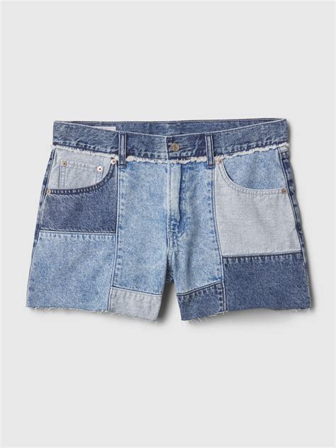 4 Low Rise Stride Patchwork Denim Shorts Gap