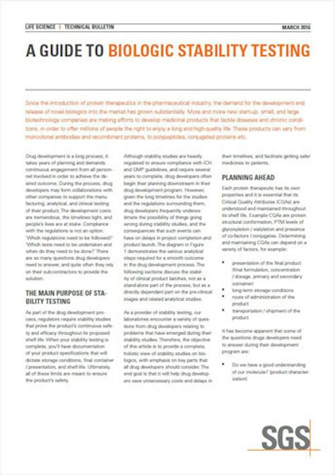 A Guide To Biologic Stability Testing Sgs India