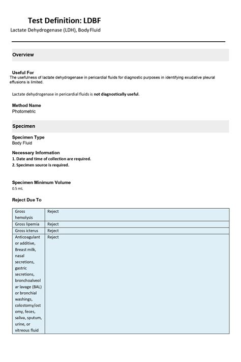 Bahrain Medical Laboratory Lactate Dehydrogenase Ldh Body Fluid