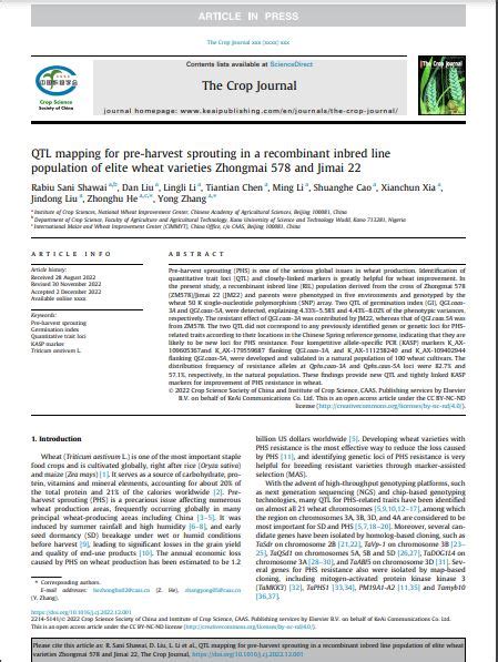 Qtl Mapping For Pre Harvest Sprouting In A Recombinant Inbred Line Population Of Elite Wheat