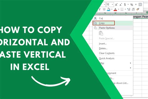 How To Copy Horizontal And Paste Vertical In Excel Earn And Excel