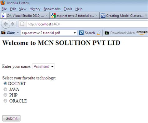 Working With RadioButton And DropDownList In ASP NET MVC