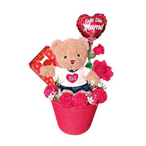 Cesta Con Chocolates Y Peluche Oso Feliz Día De La Madre Oechsle