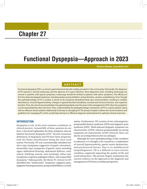 Pdf Functional Dyspepsia Approach In 2023