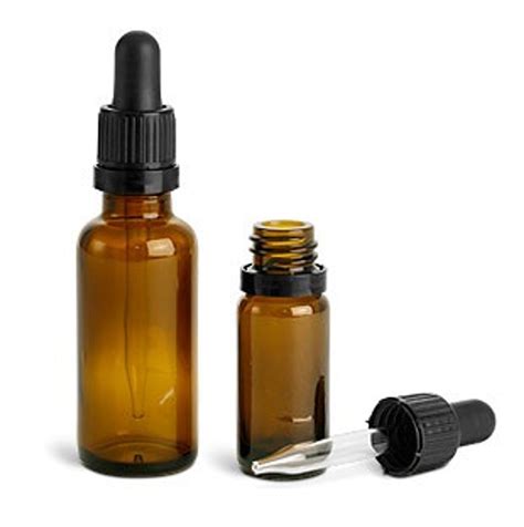 30 Ml 1 Oz Amber Glass Euro Bottle W 18 415 Black Tamper Evident