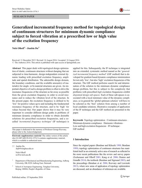 PDF Generalized Incremental Frequency Method For Topological Designof