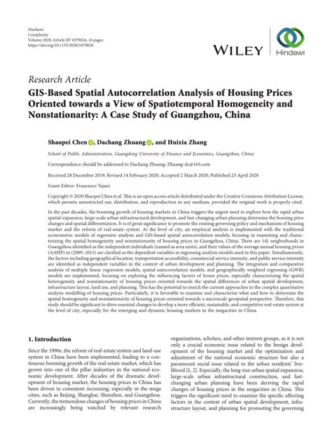 pdf gis based spatial autocorrelation analysis of housing prices