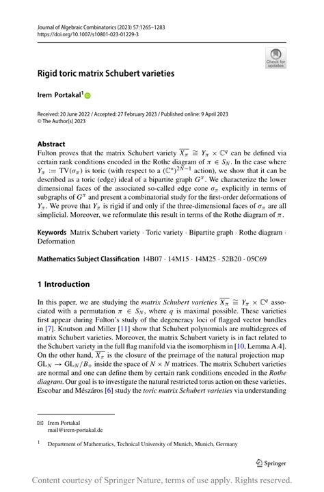 Pdf Rigid Toric Matrix Schubert Varieties
