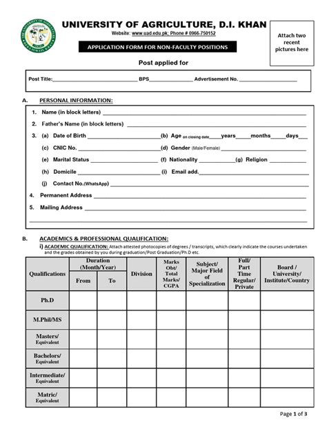Uad Application Form Non Faculty Positions Pdf Doctor Of