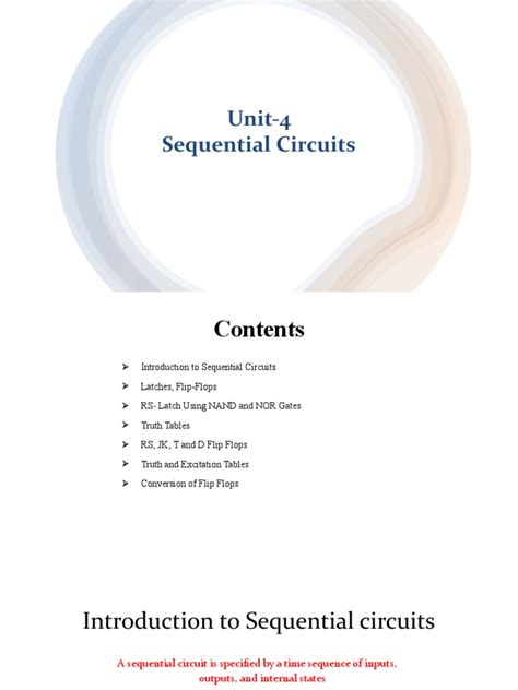 Unit 4 1 Introduction To Sequential Circuits And Latches Pdf