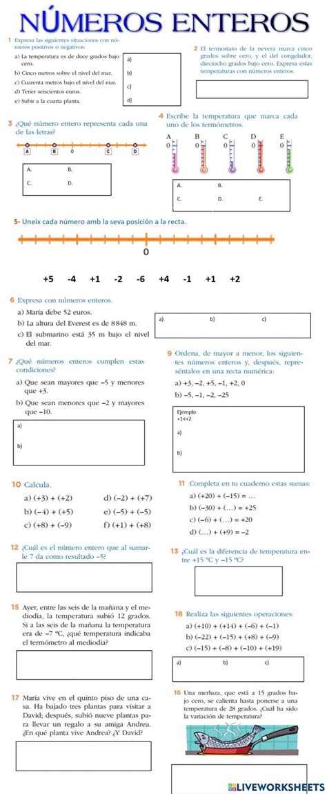 Números Enteros Interactive Activity For 6º Habilidades Matemáticas
