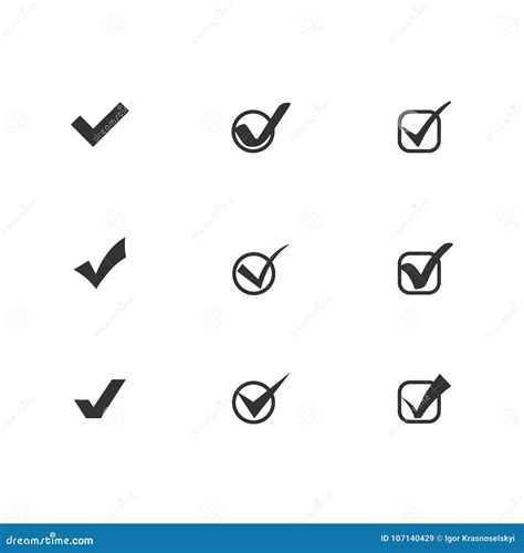 Check Mark Icons Ticks Set Of Nine Icons Vector Black Confirm Icons Set Cartoondealer