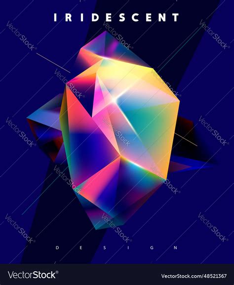 abstract polygonal iridescent shapes for poster vector image