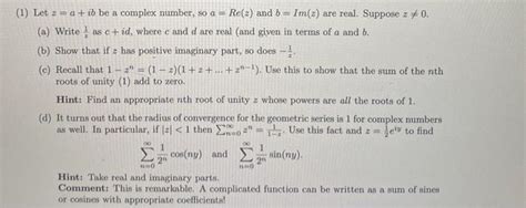 let z a ib be a complex number so a re z and