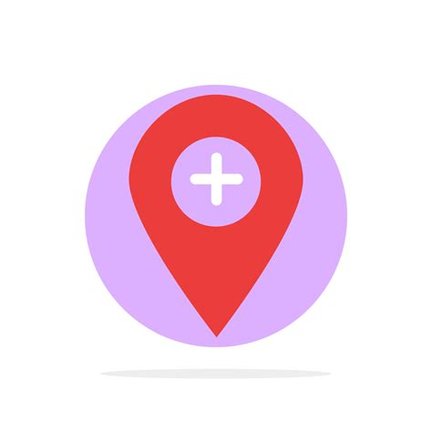 Plus Location Map Marker Pin Abstract Circle Background Flat Color Icon 14028300 Vector Art At