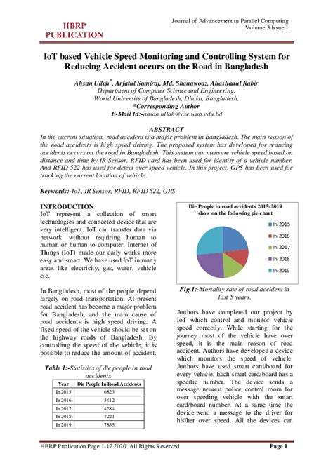 Pdf Iot Based Vehicle Speed Monitoring And Controlling System For