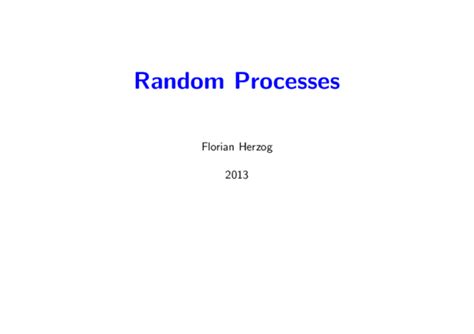 Pdf Random Processes Florian Herzog