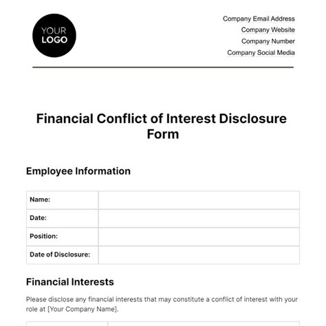 Financial Conflict Of Interest Disclosure Form Template Edit Online