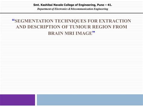 Segmentation Techniques For Extraction And Description Of Tumour Region