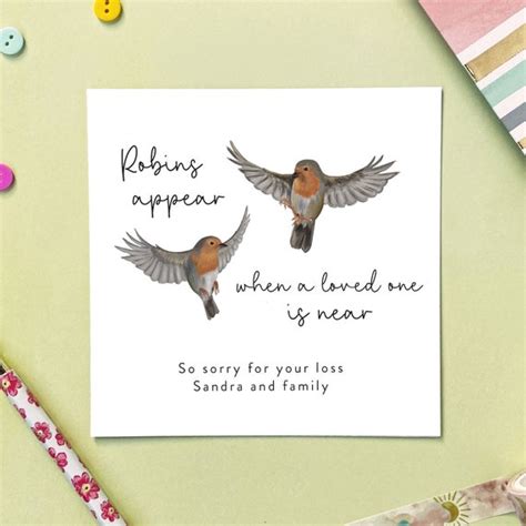 Personalised Robin Sympathy Card Sorry For Your Loss For Etsy