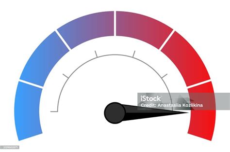 Speedometer With Color Scale And Maximum Value Measure Needle Speed Temperature Fast Slow Hot