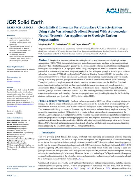Geostatistical Inversion For Subsurface Characterization Using Stein