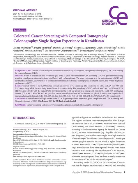 Pdf Colorectal Cancer Screening With Computed Tomography Colonography Single Region