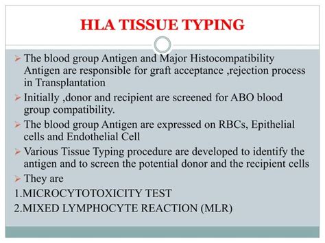 Hla Tissue Typing Hla Matching Microcytotoxicity Test Mixed