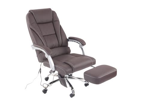 Chaise de bureau Véritable cuir Métal chromé Marron Pacific