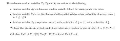 Solved Three Discrete Random Variables X1 X2 And X3 Are