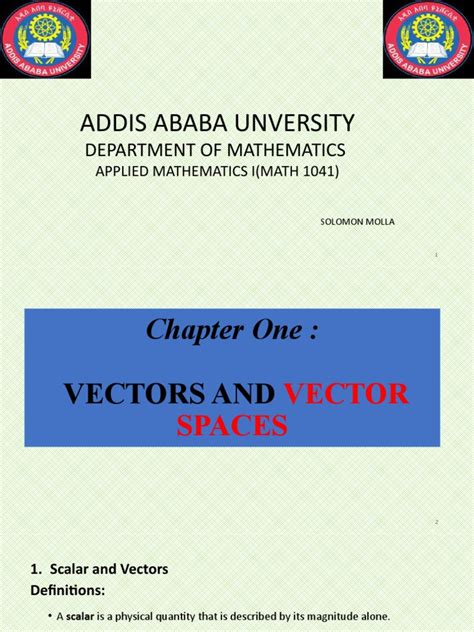 Applied Mathematics I Math 1041 Pdf Vector Space Euclidean Vector
