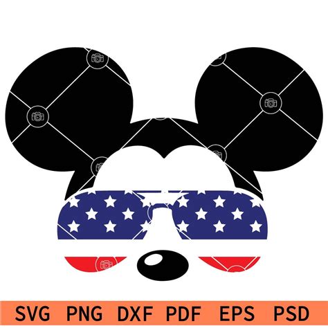 Mickey Patriotic Sunglasses Svg Disney With Us Flag Sunglasses Svg