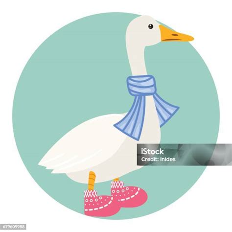 Kartun Bebek Dalam Syal Terisolasi Vektor Ilustrasi Ilustrasi Stok