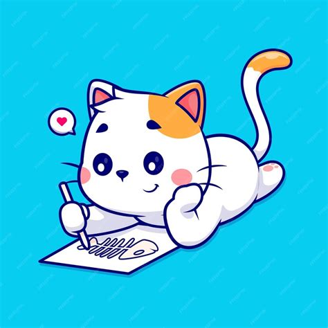 종이 만화 벡터 아이콘 그림에 귀여운 고양이 그리기 물고기 뼈 동물 교육 절연 플랫 프리미엄 벡터