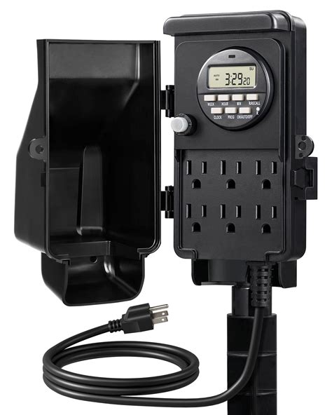 Dewenwils Outdoor Digital Power Stake Timer Waterproof 6 Outlet Yard