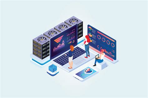 Modern Isometric Data Collection Analysis Graph And Online Computing