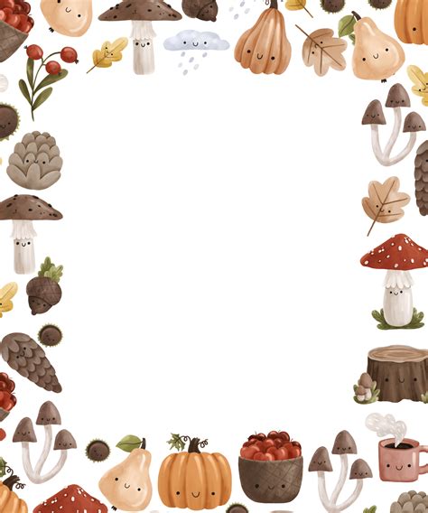 Vertical Harvest Tablets With Autumn Leaves And Mushrooms Woodland