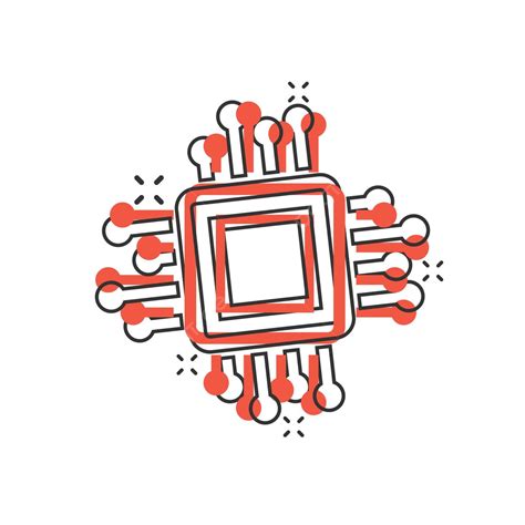 Icono De Cpu De Estilo Cómico Sobre Fondo Blanco Aislado Con Diseño De