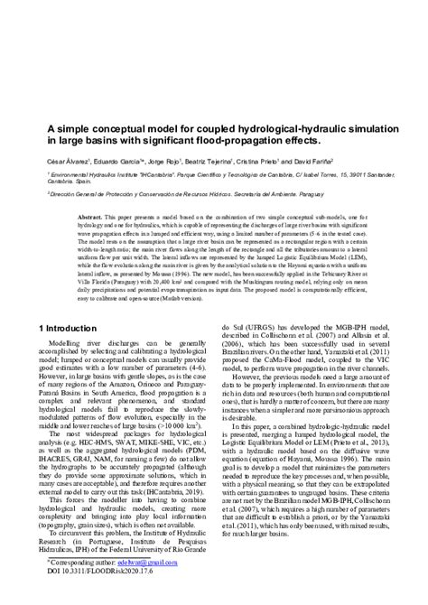 Pdf A Simple Conceptual Model For Coupled Hydrological Hydraulic