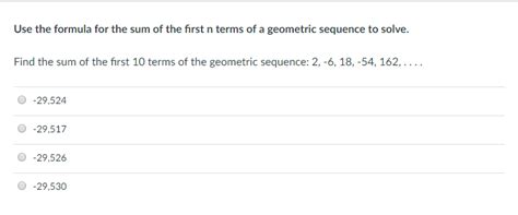 solved use the formula for the sum of the first n terms of a
