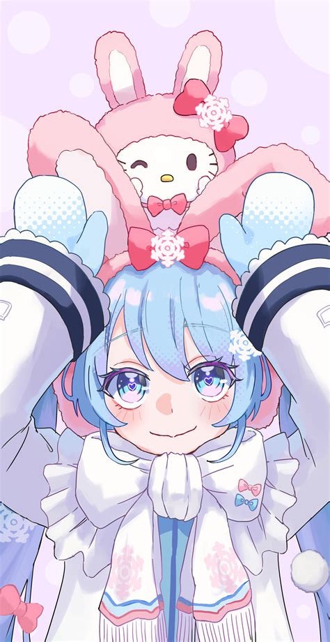 Snow Miku And Hello Kitty By Ryohakosako On Deviantart