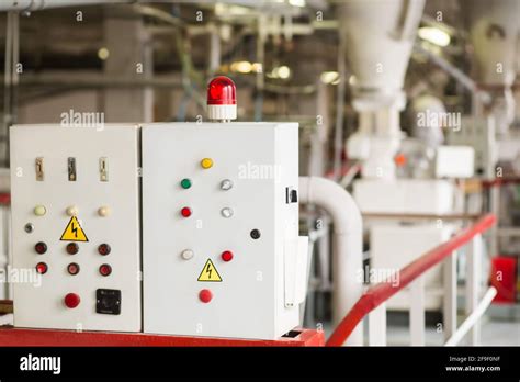 The Electrical Control Panel With Variety Of Colorful Buttons Stock Photo Alamy