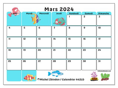 Calendrier Mars