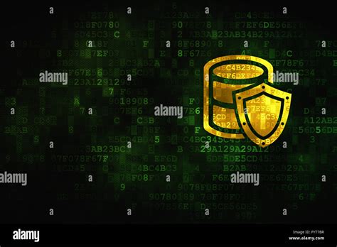 programming concept database with shield on digital background stock
