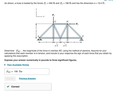 Solved The Method Of Sections Learning Goal To Apply The Chegg Com