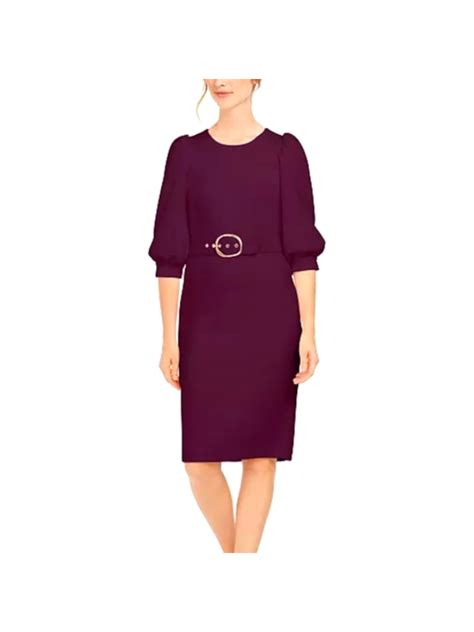 CALVIN KLEIN Womens Burgundy Stretch Zippered Belted Scuba Crepe Vented