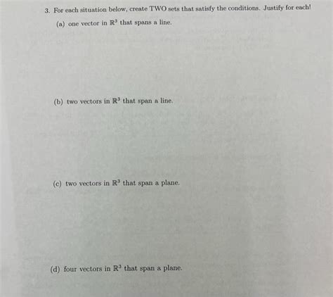 Solved 3 For Each Situation Below Create Two Sets That