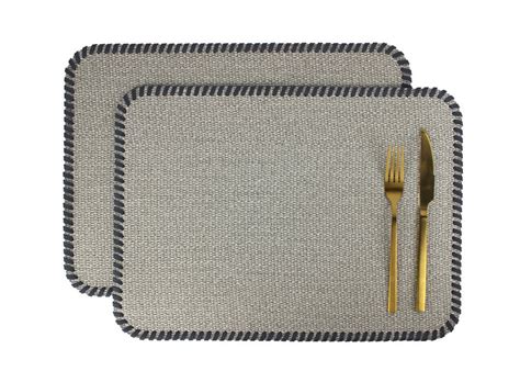 Signature Home Collection Platzset Tischset 4er Set Grau Mit Umrandung