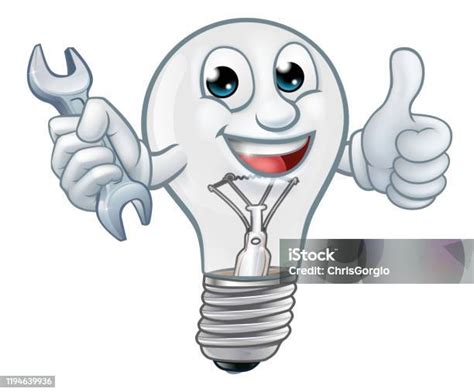 Bola Lampu Kartun Karakter Maskot Bola Lampu Ilustrasi Stok Unduh